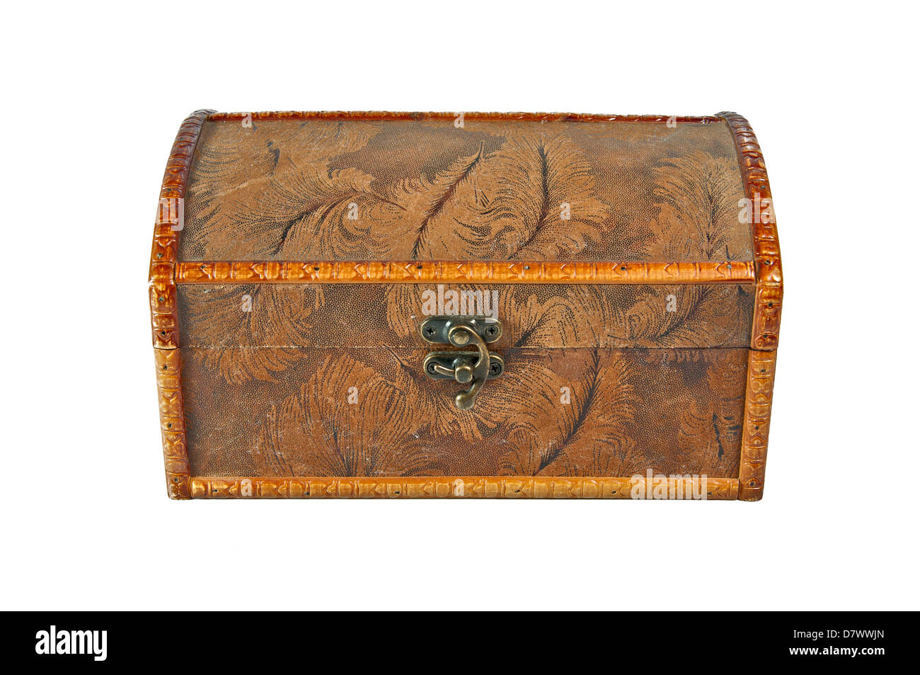 Old vintage chest, isolated on a white background Stock Photo - Alamy