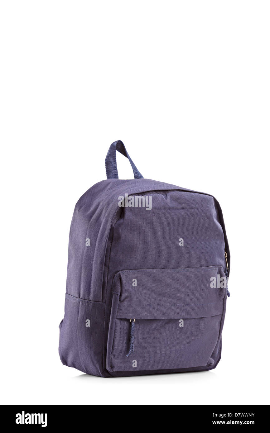 Studio shot of a navy blue closed backpack, isolated on white ...