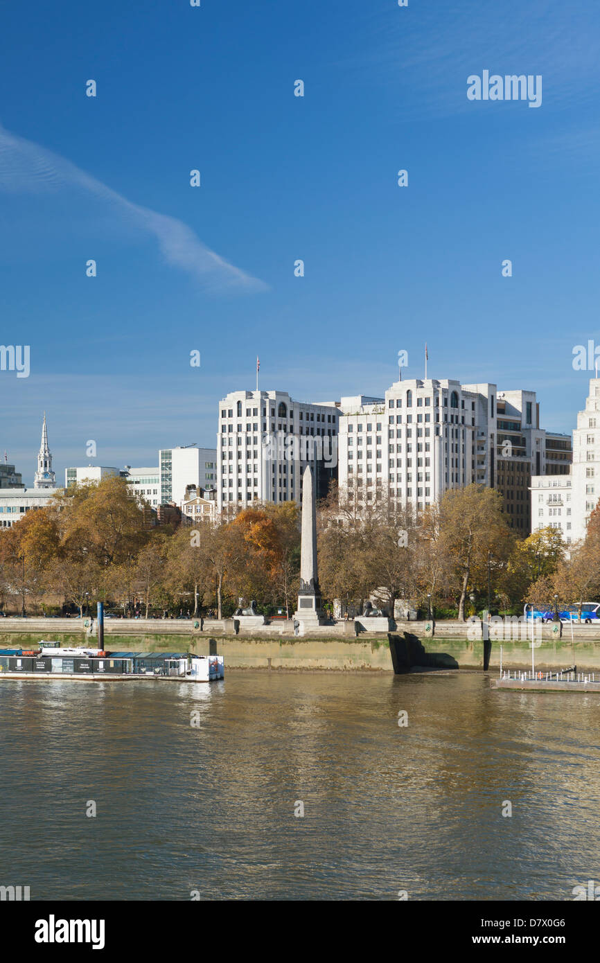 The Adelphi building with Cleopatra obelisk, London, England Stock ...