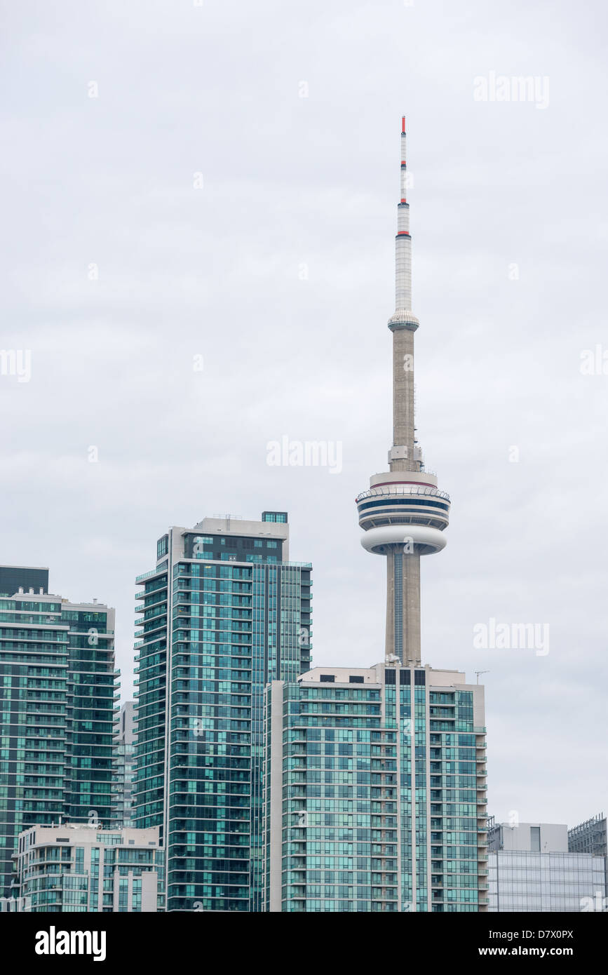 The skyline of downtown Toronto with the tower at the background Stock ...