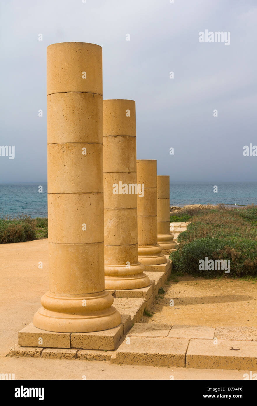 Roman pillars in Caesarea Stock Photo - Alamy