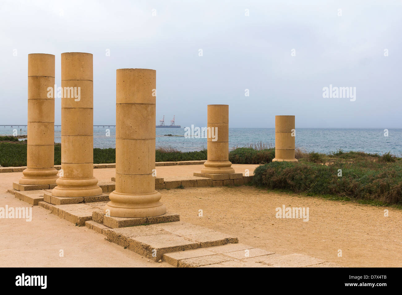 Roman pillars in Caesarea Stock Photo - Alamy