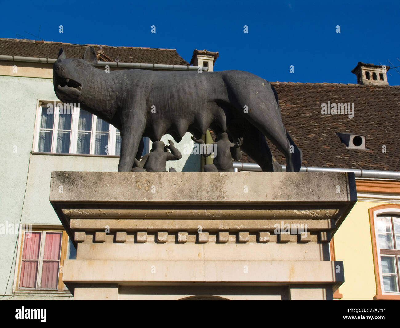 europe, romania, transylvania, sighisoara, she-wolf with the twins ...