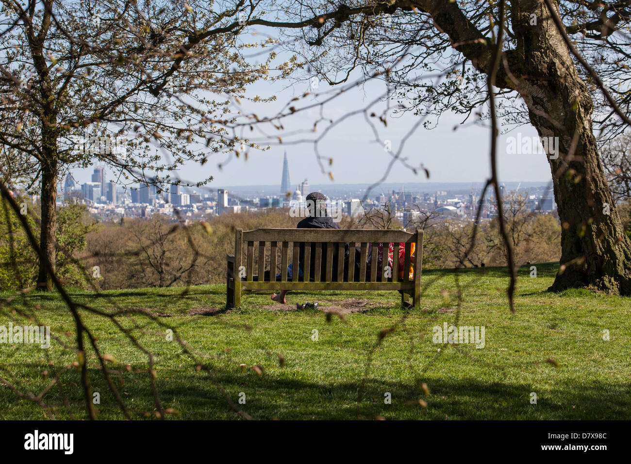 Viewpoint of London skyline, Hampstead Heath, London, England, UK Stock ...