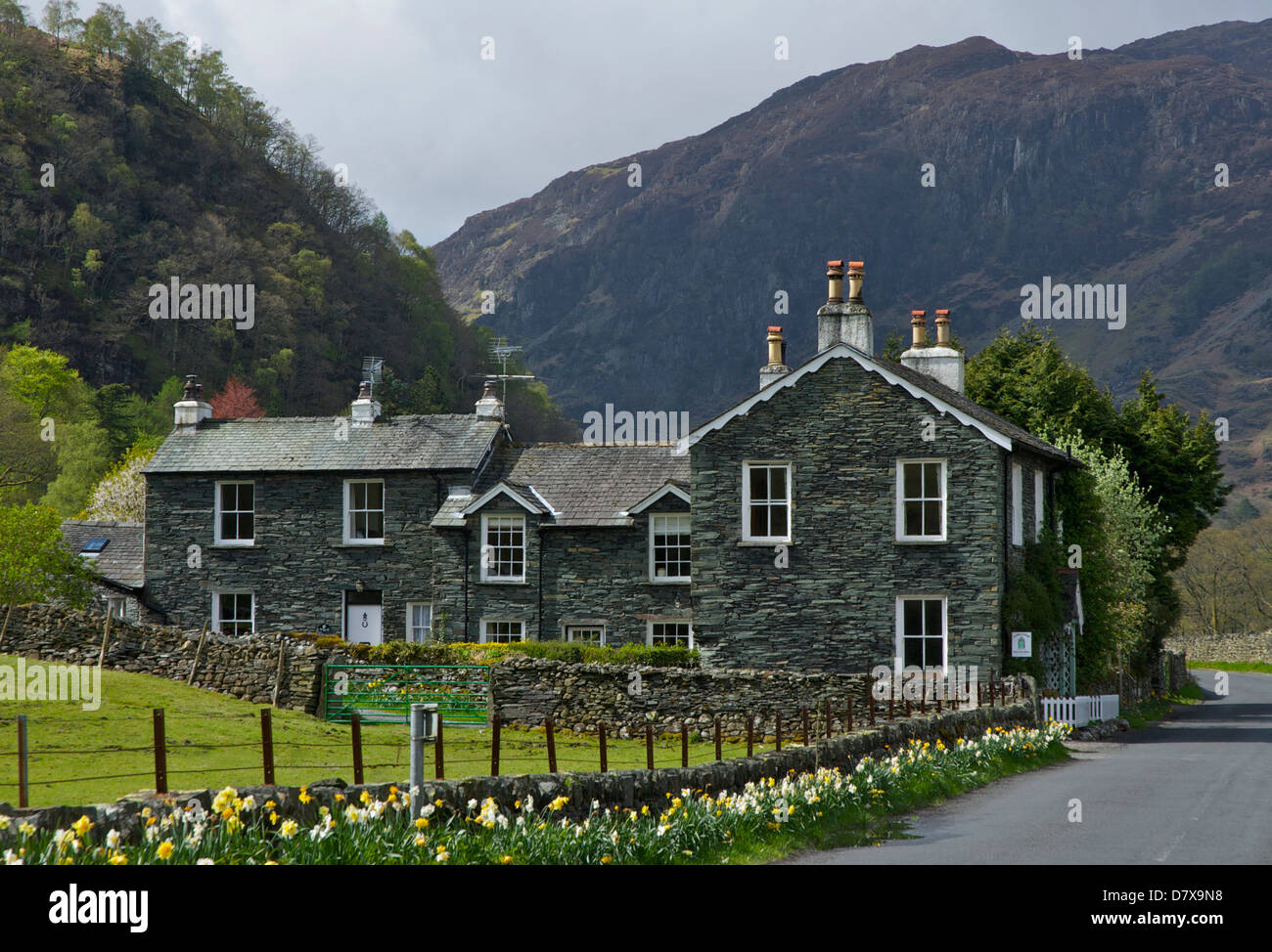 House in Borrowdale, Lake District National Park, Cumbria, England UK ...