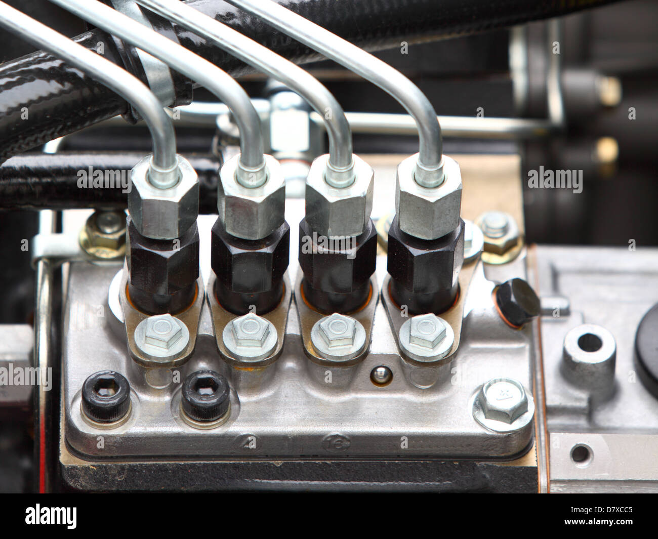 supply system for diesel fuel, clean motor block, diesel engine detail ...