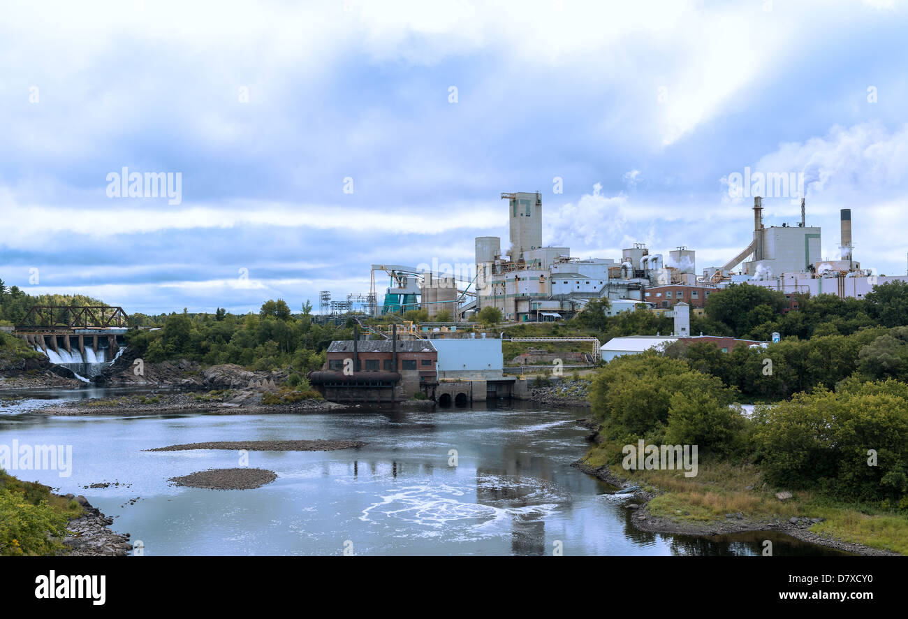 When entering Manitoulin Island the old Domtar paper mill Stock Photo ...