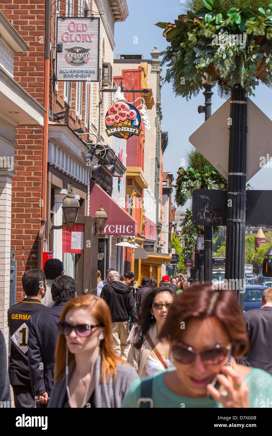 WASHINGTON, DC, USA - People walking on M Street in Georgetown ...