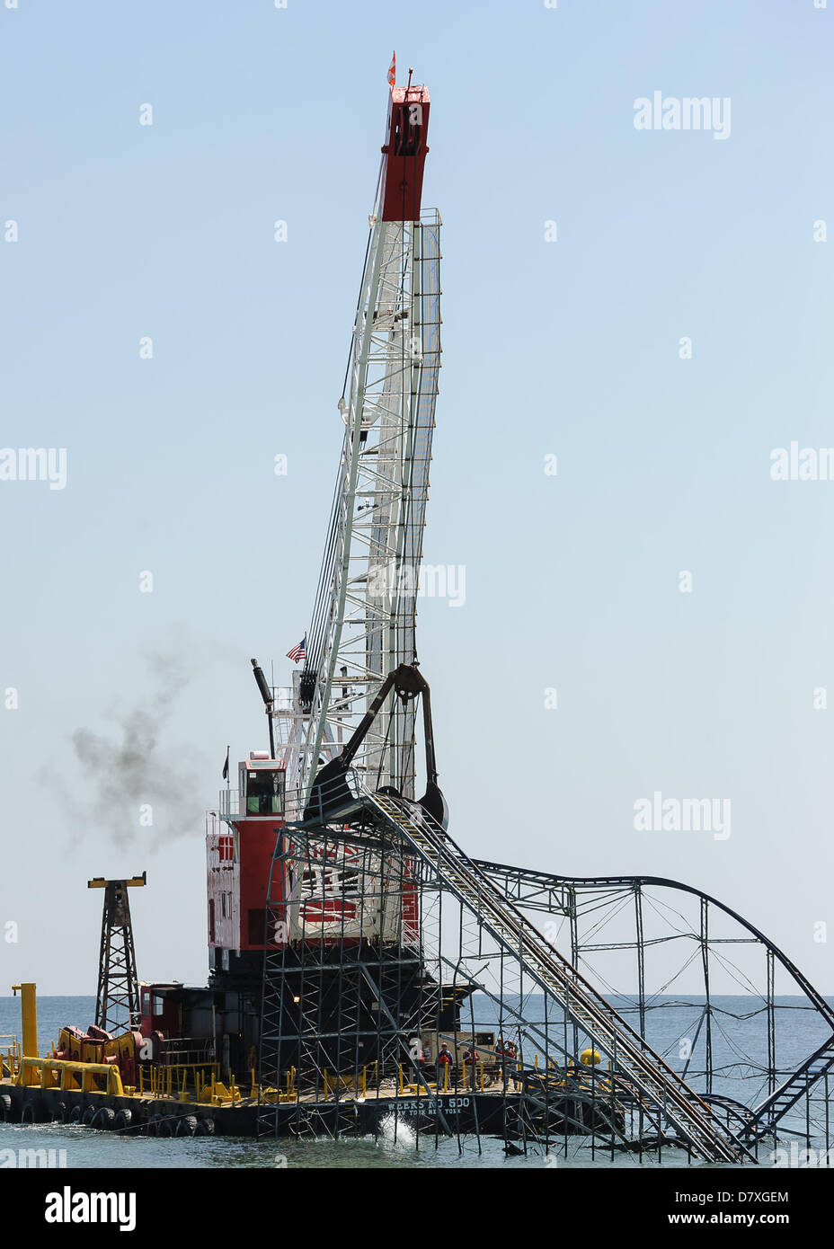 Seaside Heights, NJ, USA, 14 May, 2013. The Jet Star roller coaster off ...