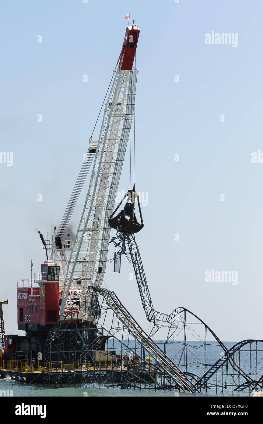 Seaside Heights, NJ, USA, 14 May, 2013. The Jet Star roller coaster off ...