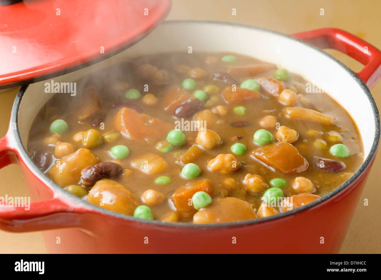 Bean curry with rice and vegetables hi-res stock photography and images ...