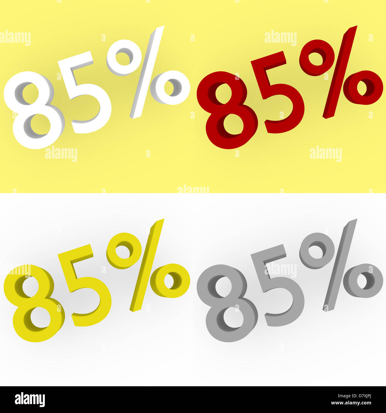 3d Render 85 percent in white, red, silver and gold Stock Photo - Alamy