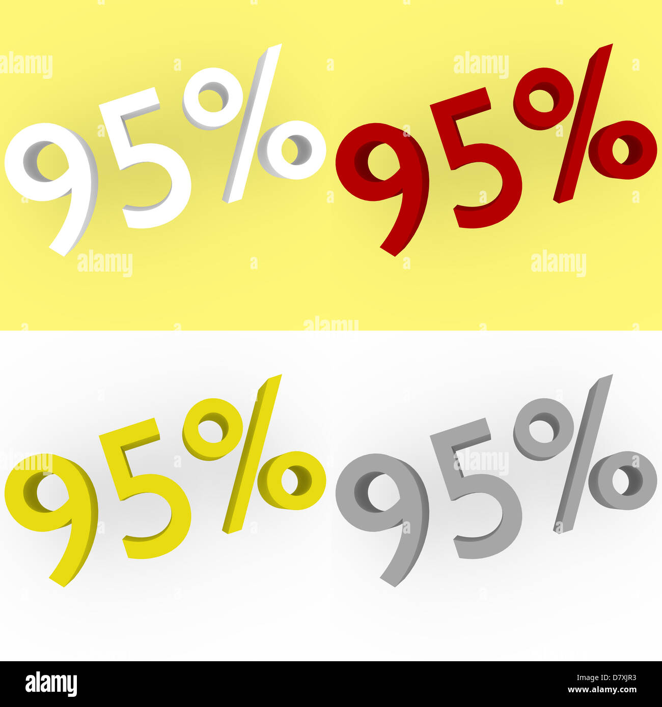 3d Render 95 percent in white, red, silver and gold Stock Photo - Alamy