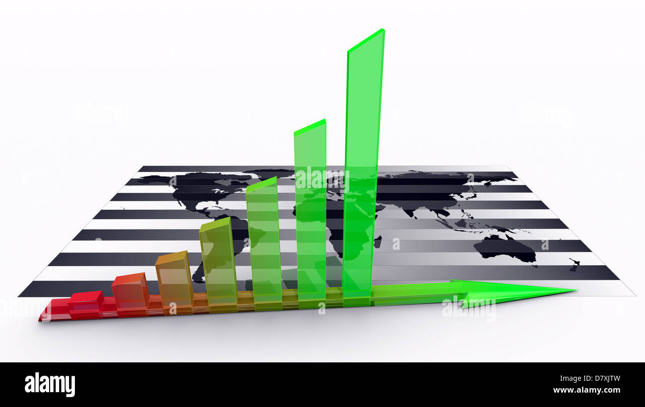 Abstract business background, chart over world map Stock Photo - Alamy