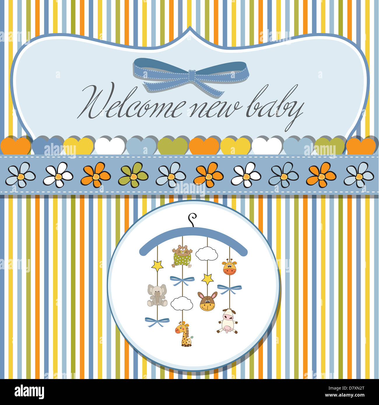 welcome baby announcement card, vector illustration Stock Photo - Alamy