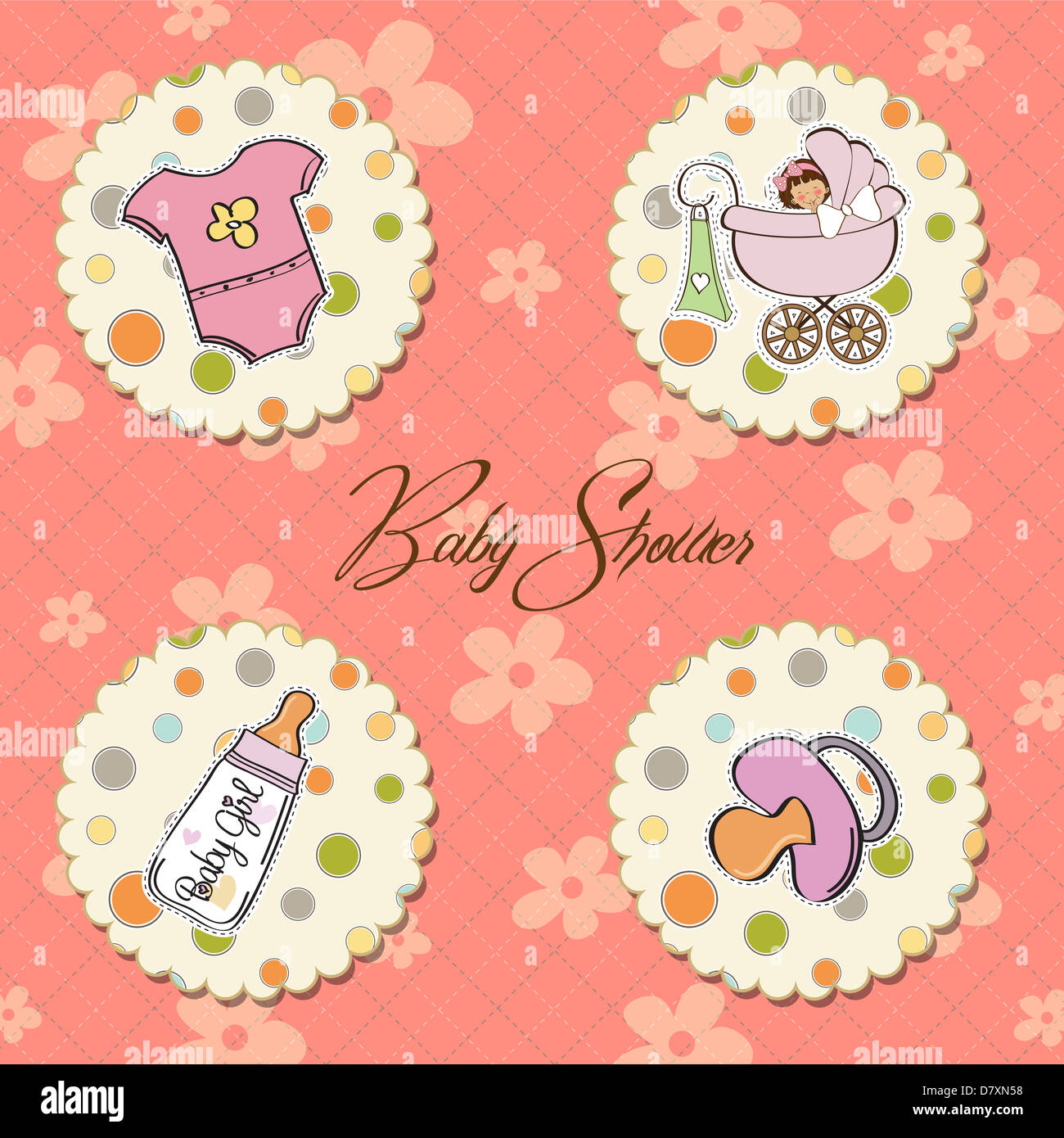 cartoon baby girl items collection Stock Photo - Alamy