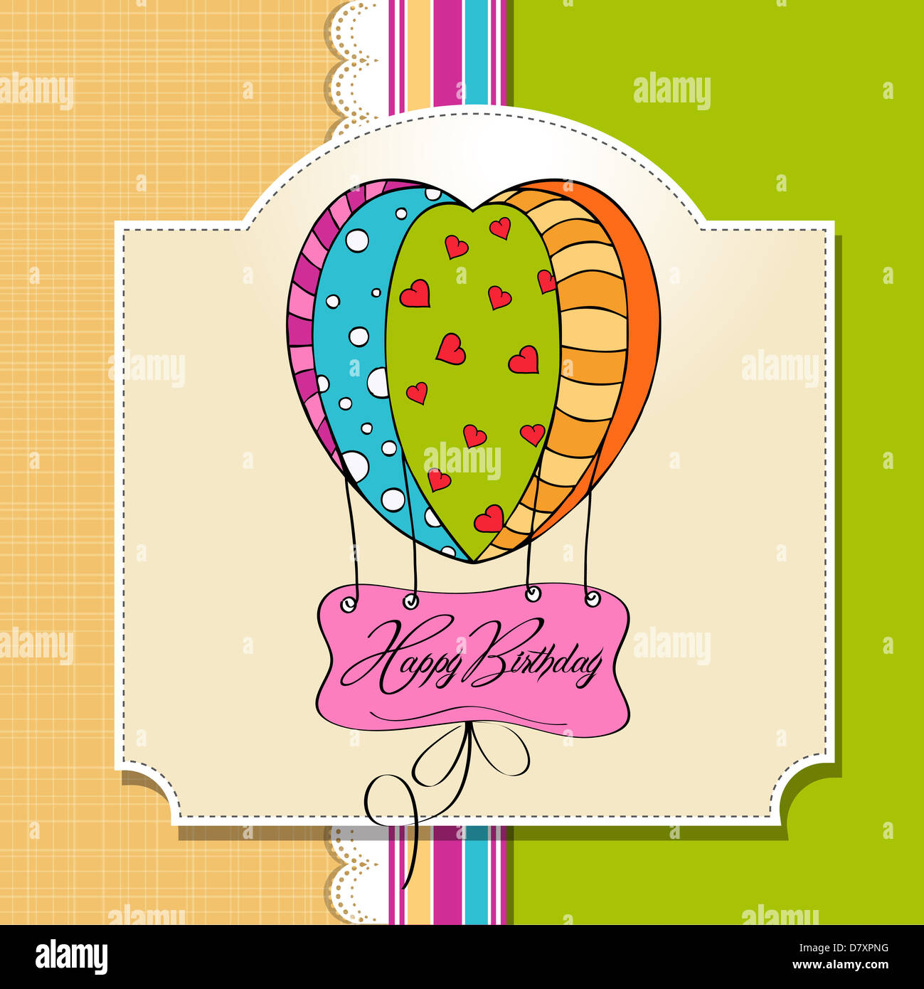 happy birthday card with balloons.vector illustration Stock Photo - Alamy