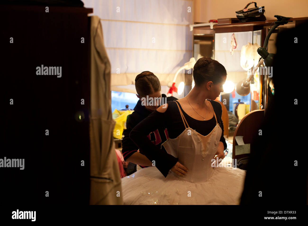 Behind the scenes of swan lake, performed by the Bolshoi Ballet in Minsk, Belarus Stock Photo ...