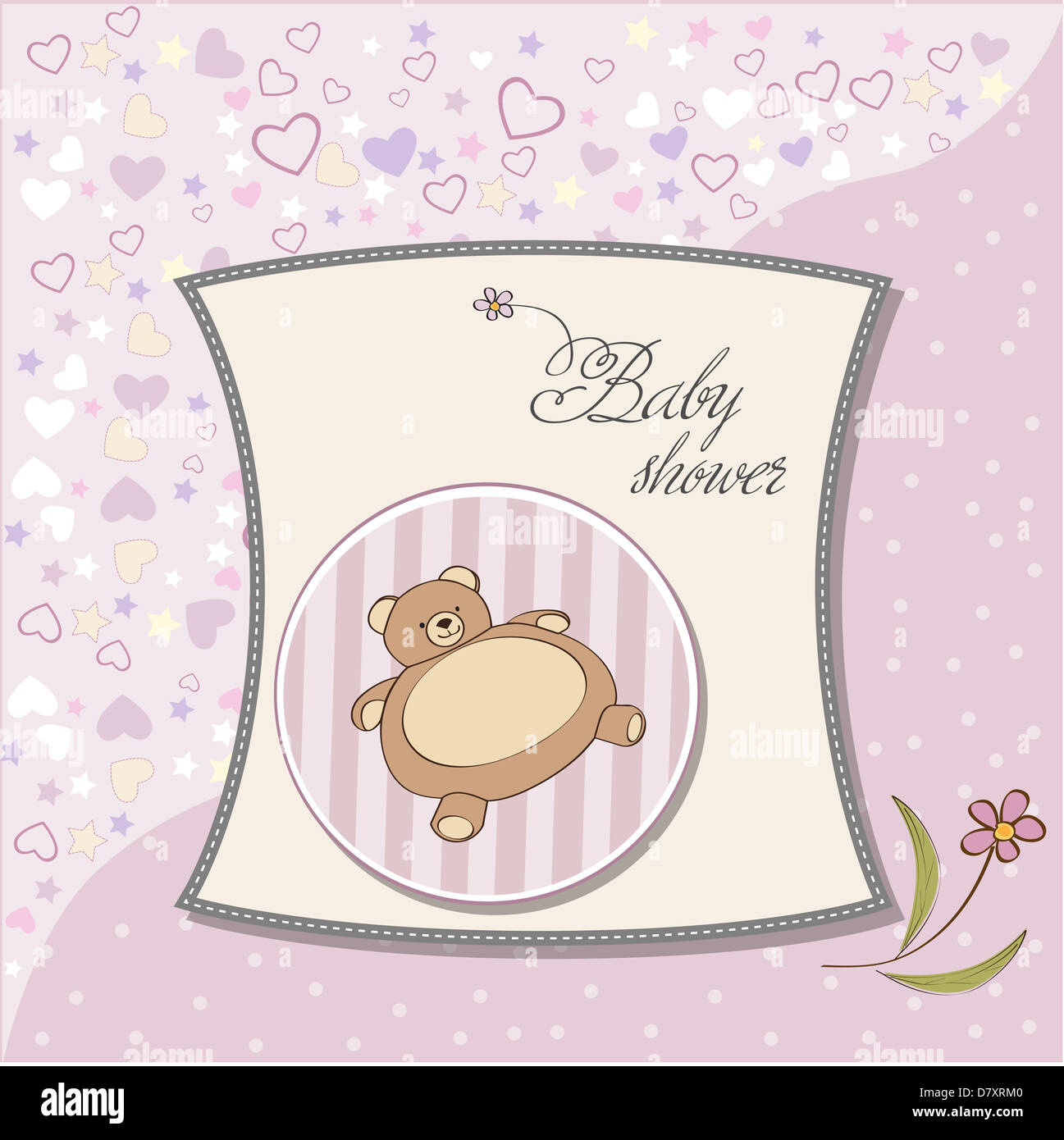 romantic baby girl announcement card with teddy bear Stock Photo - Alamy