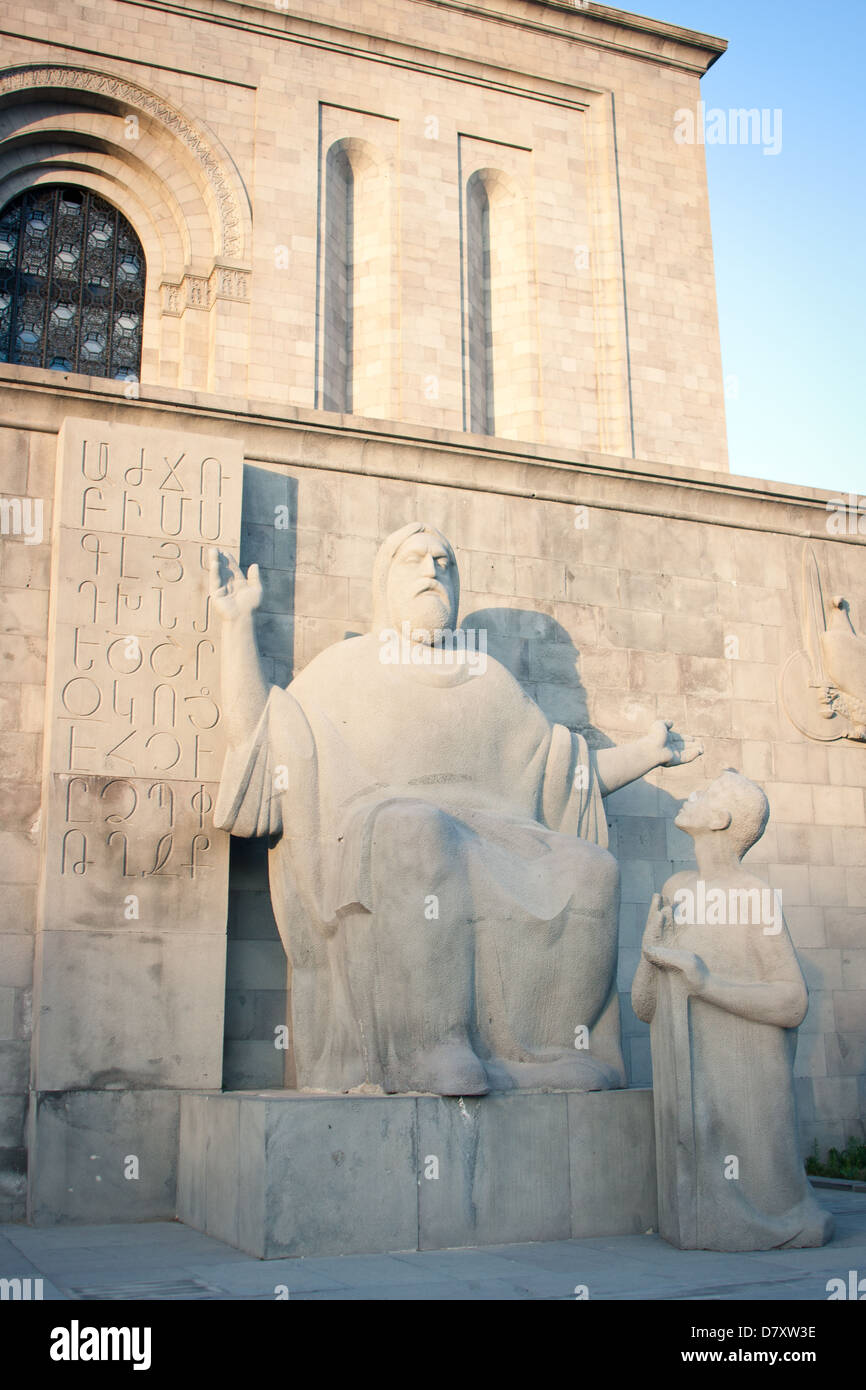 The statue of Mesrop Mashtots in front of Matenadaran, Yerevan, Armenia ...
