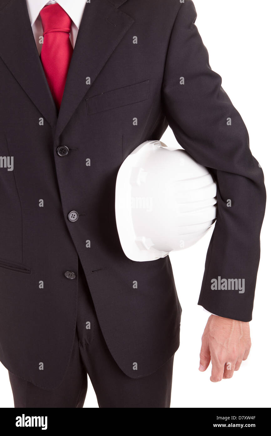 Engineer holding an helmet, isolated over white Stock Photo - Alamy