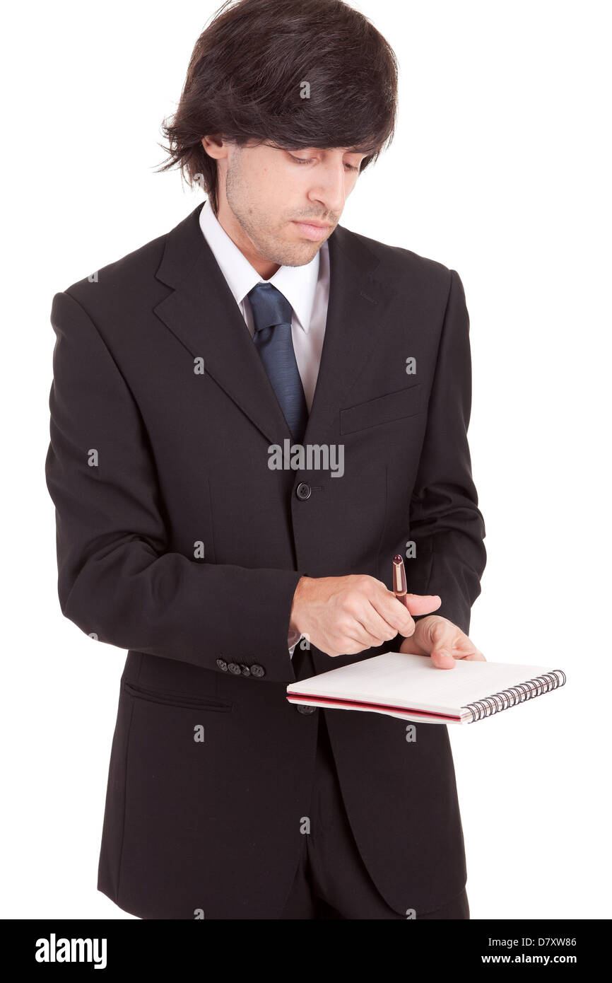 Business man signing document, isolated over white Stock Photo - Alamy
