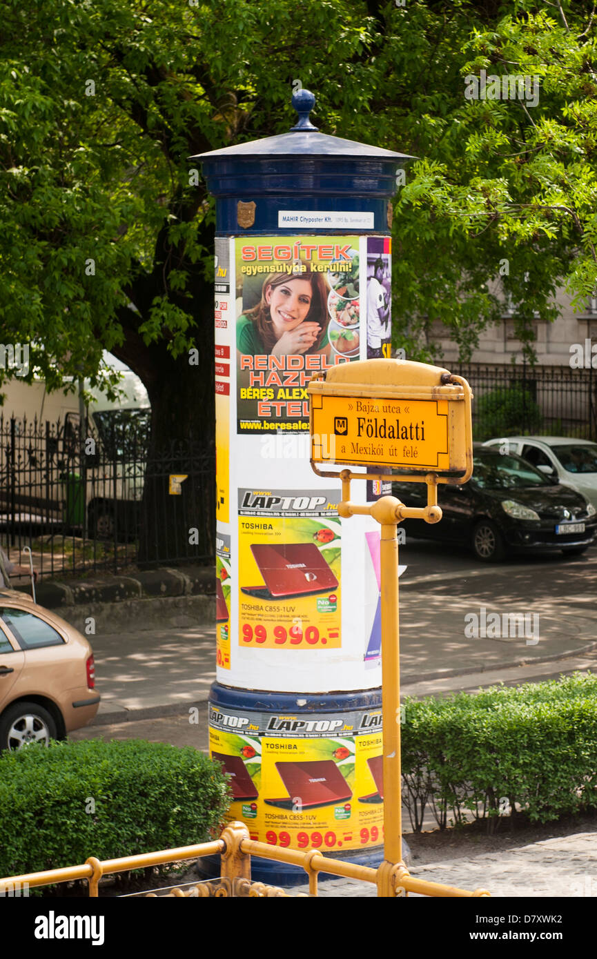 Budapest Hungary entrance to Metro subway underground sign by ...