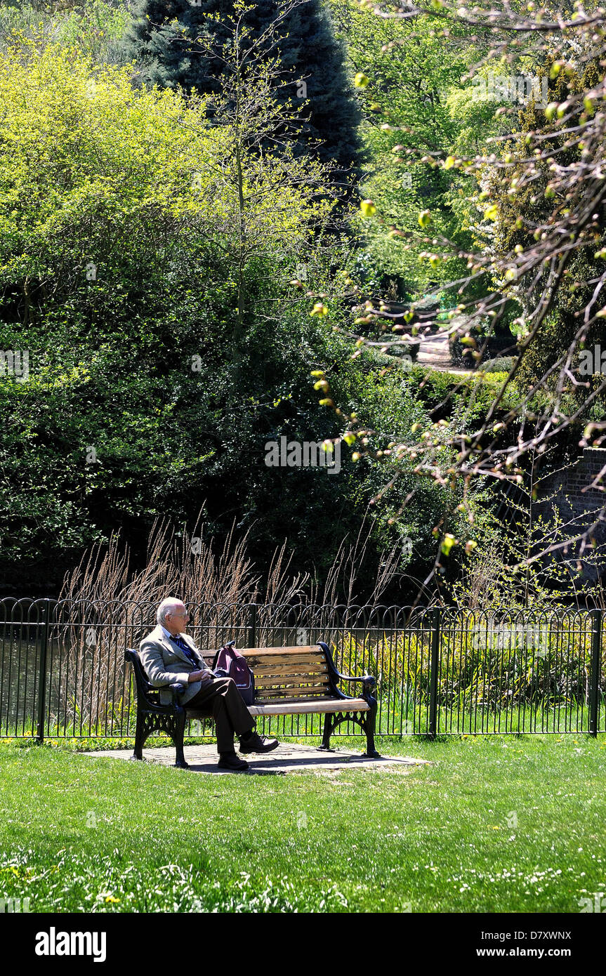 Old Man Sitting On A Park Bench Old Man Enjoys Sitting On A Bench In
