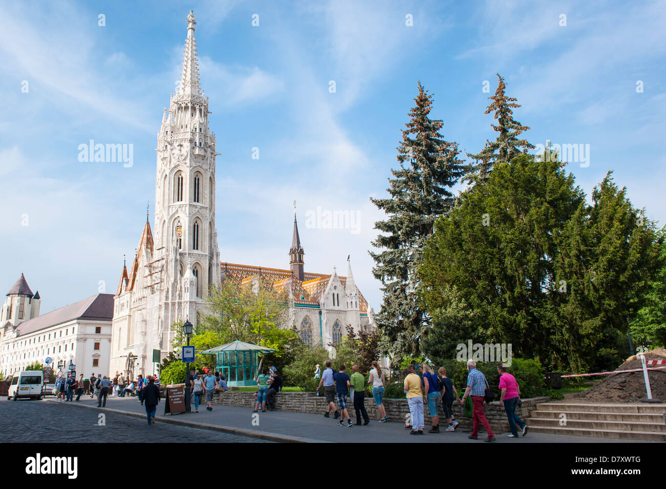 Budapest , Hungary , Holy Trinity Square , Baroque Matyas Templom ...
