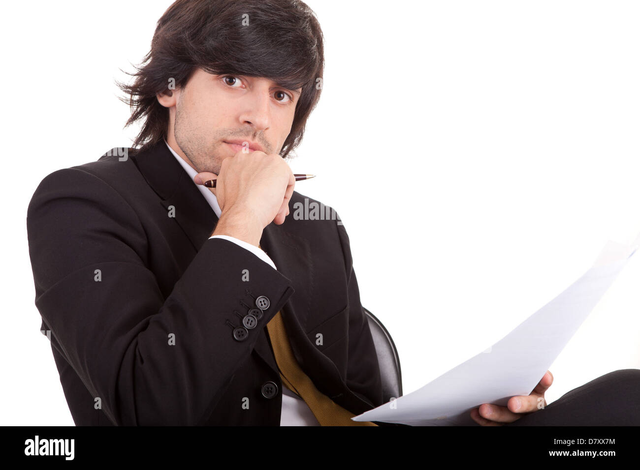 Young business man at work, isolated over white Stock Photo - Alamy