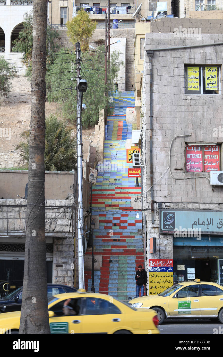 a colourful staircase in Amman, Jordan Middle East Stock Photo - Alamy
