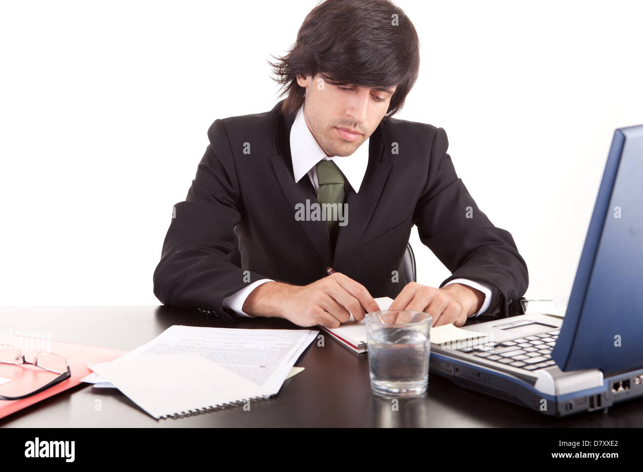 Young business man at work, isolated over white Stock Photo - Alamy