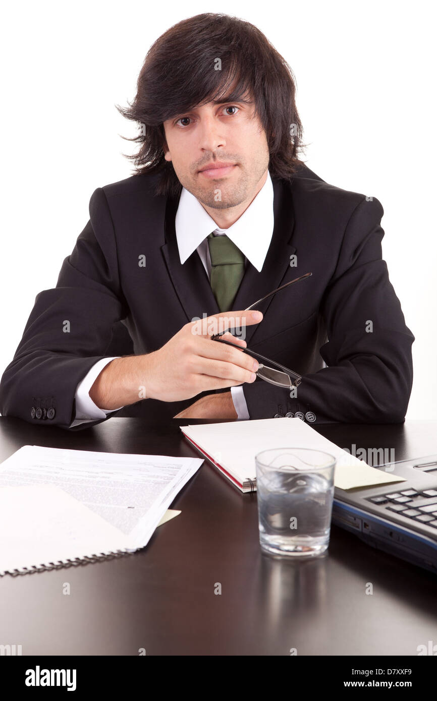 Young business man at work, isolated over white Stock Photo - Alamy