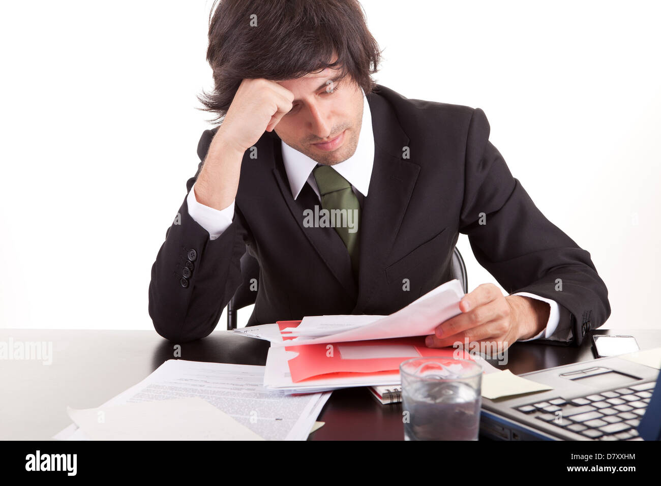 Young business man at work, isolated over white Stock Photo - Alamy