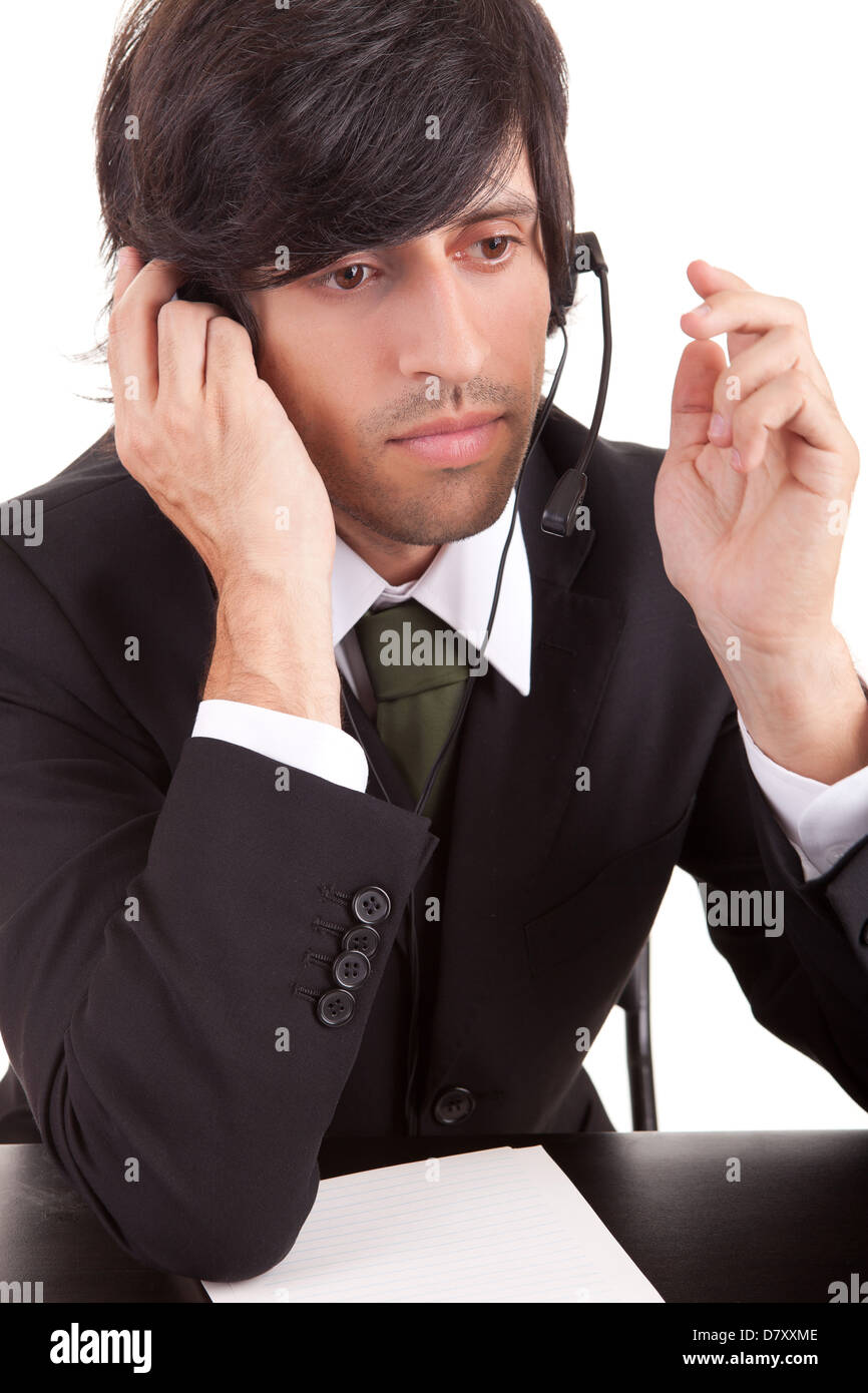 Young telephone operator at work Stock Photo - Alamy