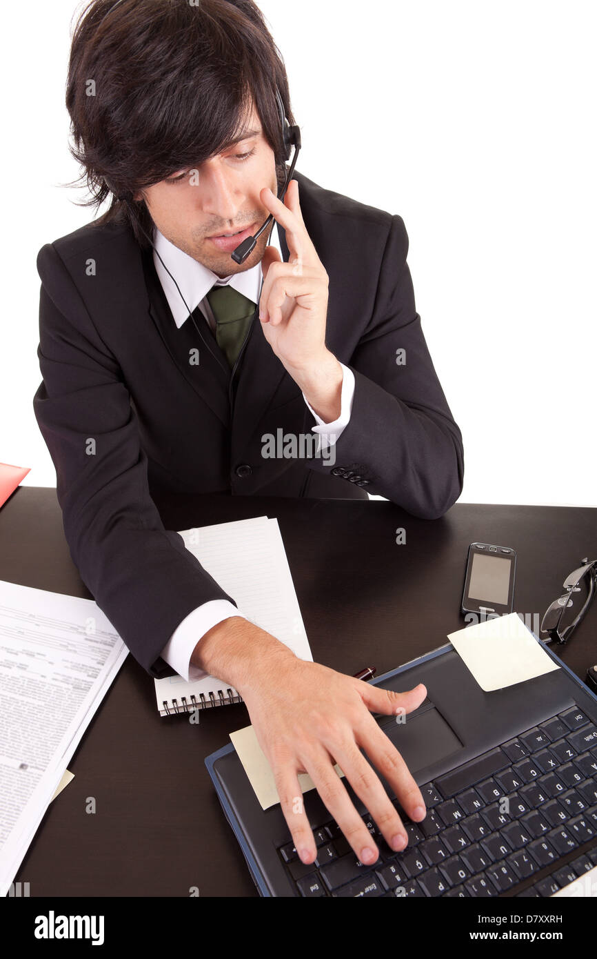 Young telephone operator at work Stock Photo - Alamy