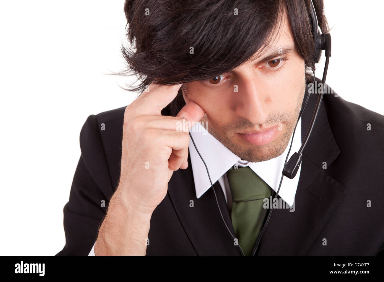 Young telephone operator at work Stock Photo - Alamy