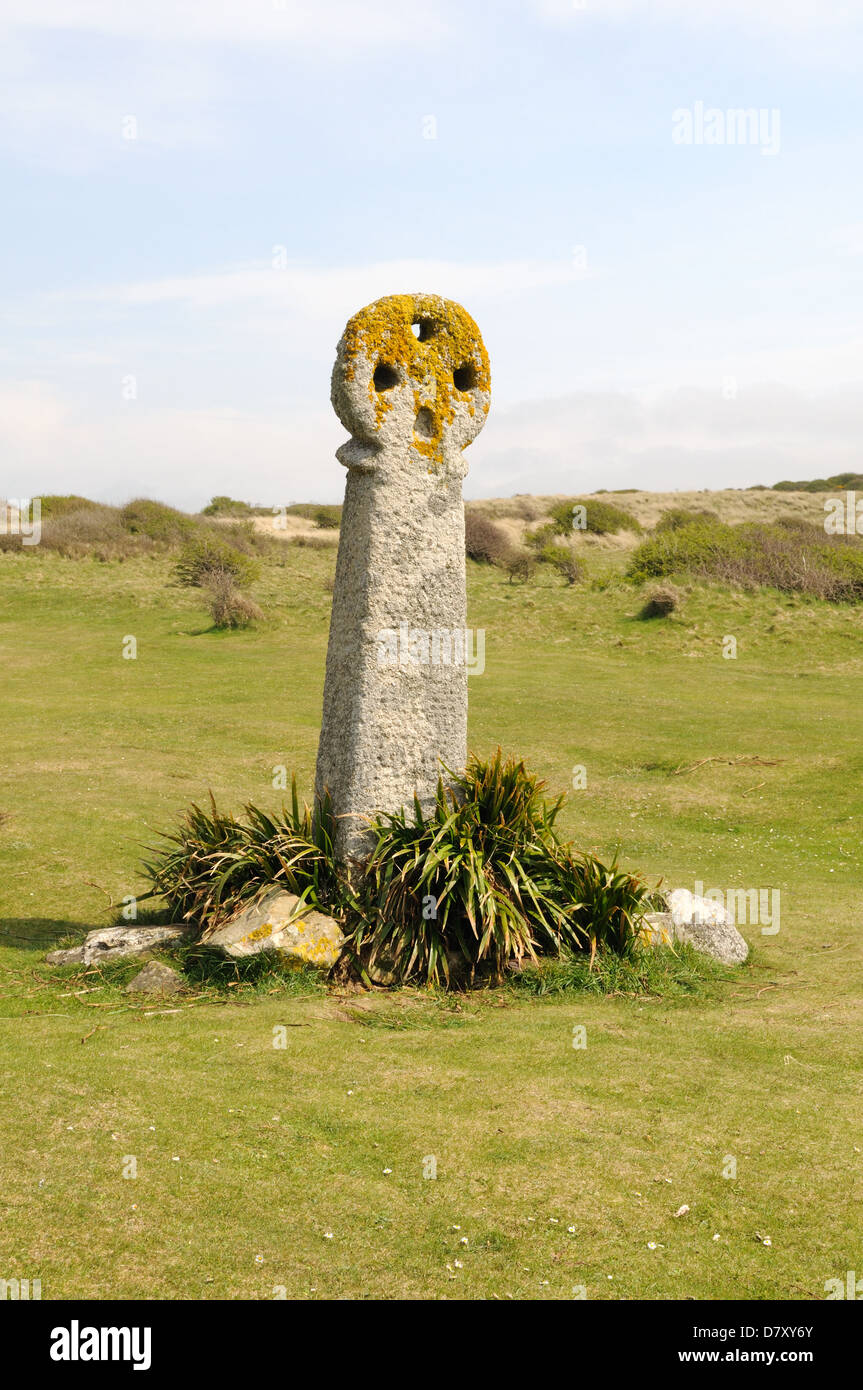 St Pirans Cross Ancient Standing Stone on Penhale Sands Perranporth ...