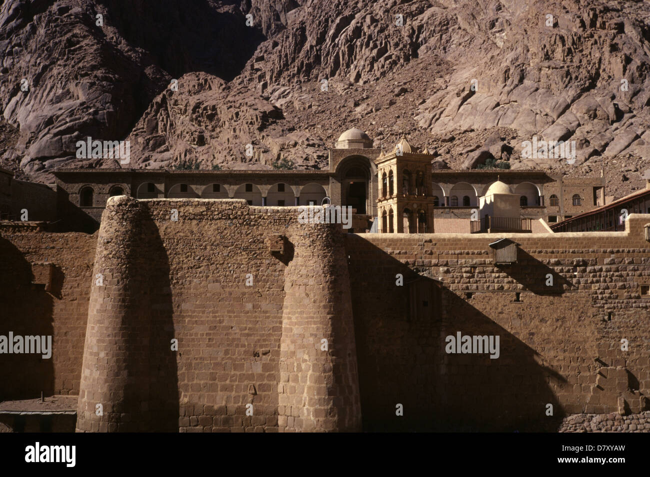 The walled monastery of the 5th century Saint Catherine's Monastery ...