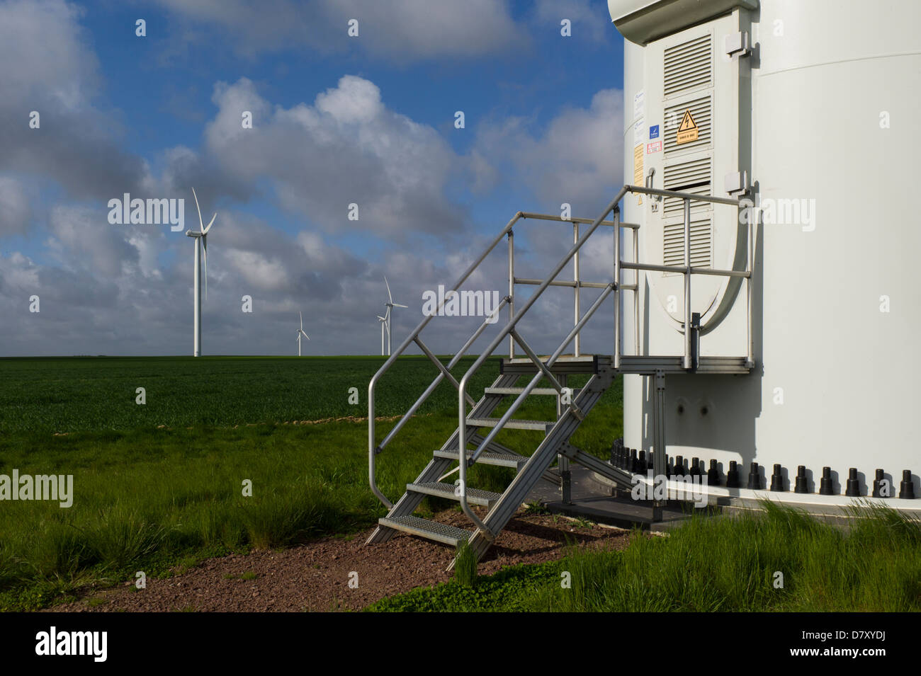 base door and ladder of wind turbine, Normandy, France Stock Photo - Alamy