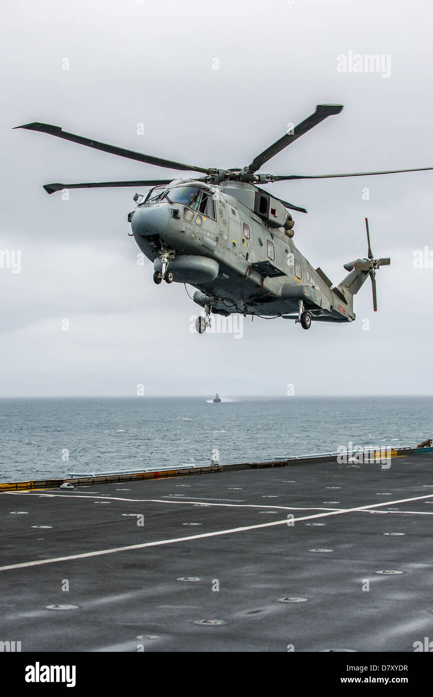 Flight Deck operations onboard Royal Navy Aircraft Carrier HMS ...