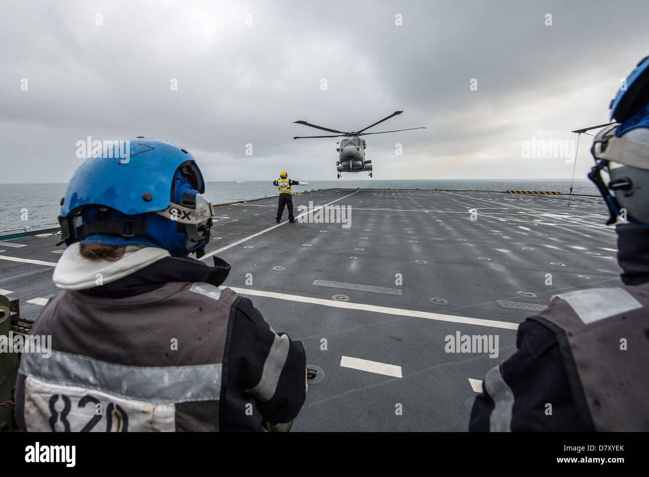 Flight Deck operations onboard Royal Navy Aircraft Carrier HMS ...
