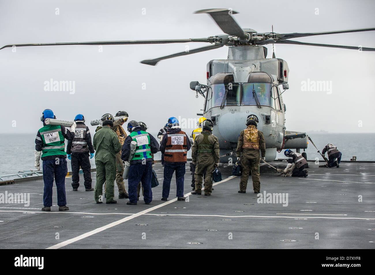 Flight Deck operations onboard Royal Navy Aircraft Carrier HMS ...