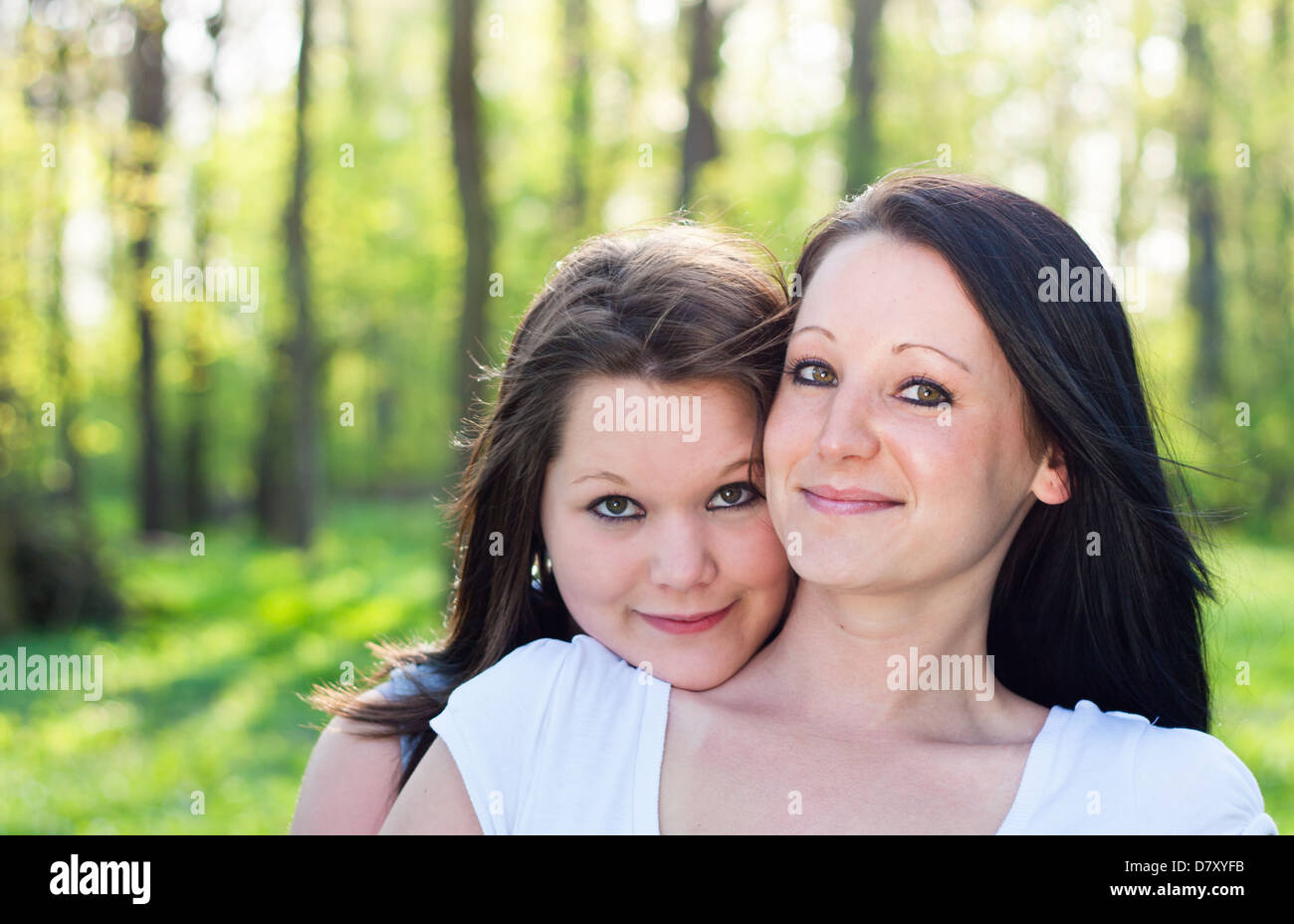 Portrait of two sisters Stock Photo - Alamy