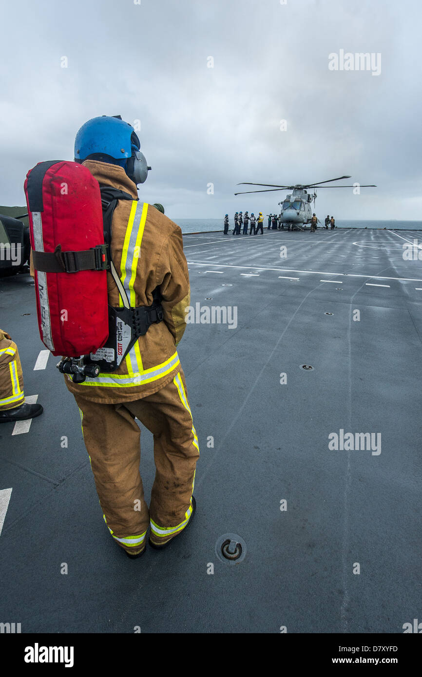 Flight Deck operations onboard Royal Navy Aircraft Carrier HMS ...