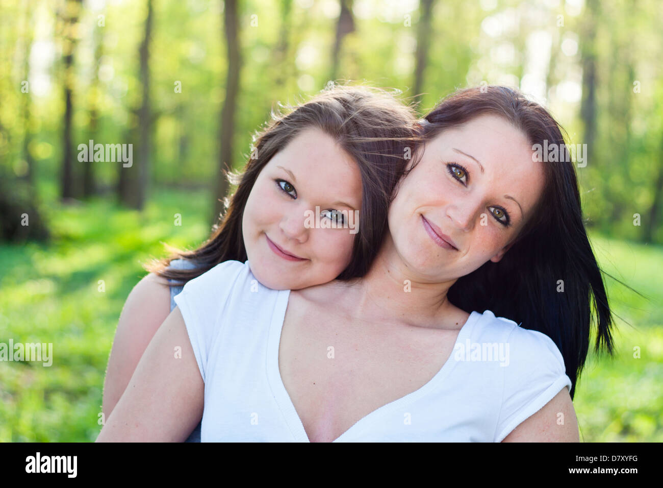 Portrait of two sisters Stock Photo - Alamy