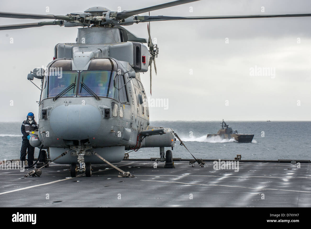 Flight Deck operations onboard Royal Navy Aircraft Carrier HMS ...
