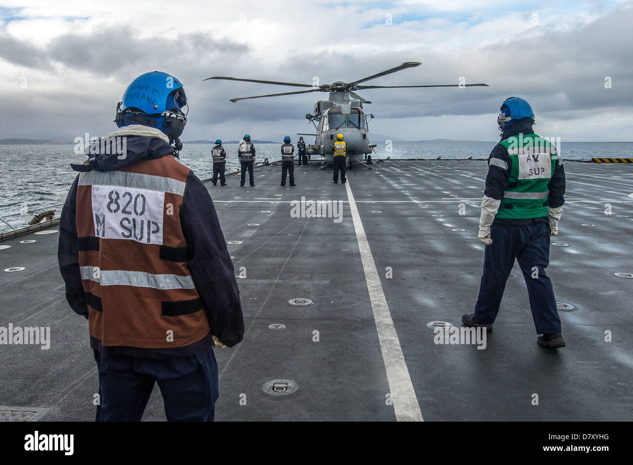 Flight Deck operations onboard Royal Navy Aircraft Carrier HMS ...