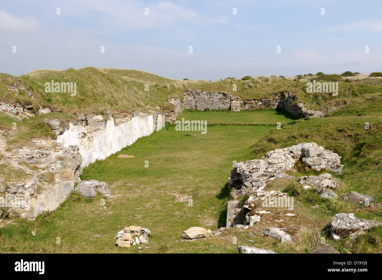 The ruins of St Pirans church on Penhale Sands Perranporth Cornwall ...