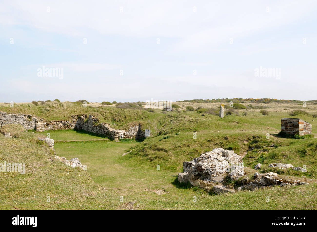 The ruins of St Pirans church on Penhale Sands Perranporth Cornwall ...